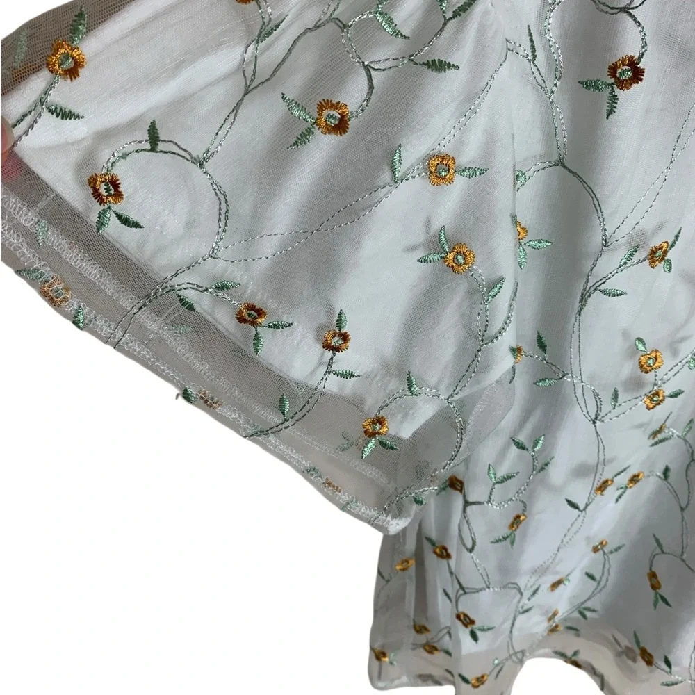 Ehka Sopo | Tops | Last Chance Ehka Sopo White Floral Embroidered Sheer ...
